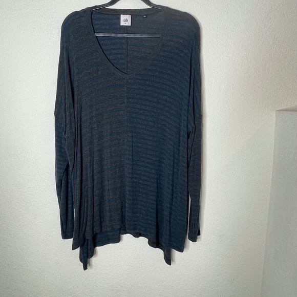 CAbi | Tops | Cabi Womens Long Sleeve Tee Sweater Top Gray Blue Stripes ...